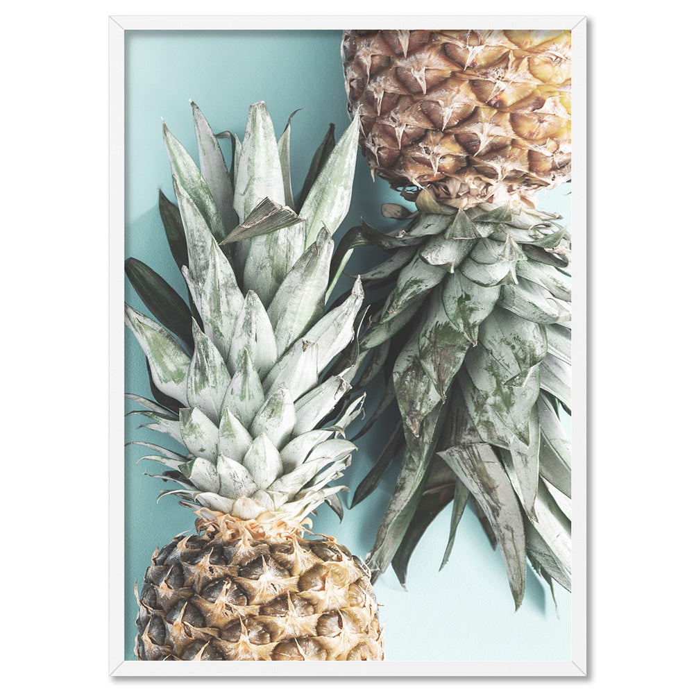 Pineapples on Teal Art Print. Tropical Fruit Poster Wall Art – Print ...