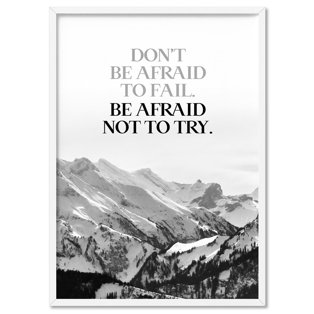 Inspirational Art. Mountain Peaks. Don't Be Afraid To Fail – Print and ...