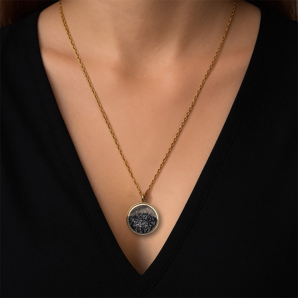 Personalised Star Map Necklace – Gold Locket with Custom Night Sky ...