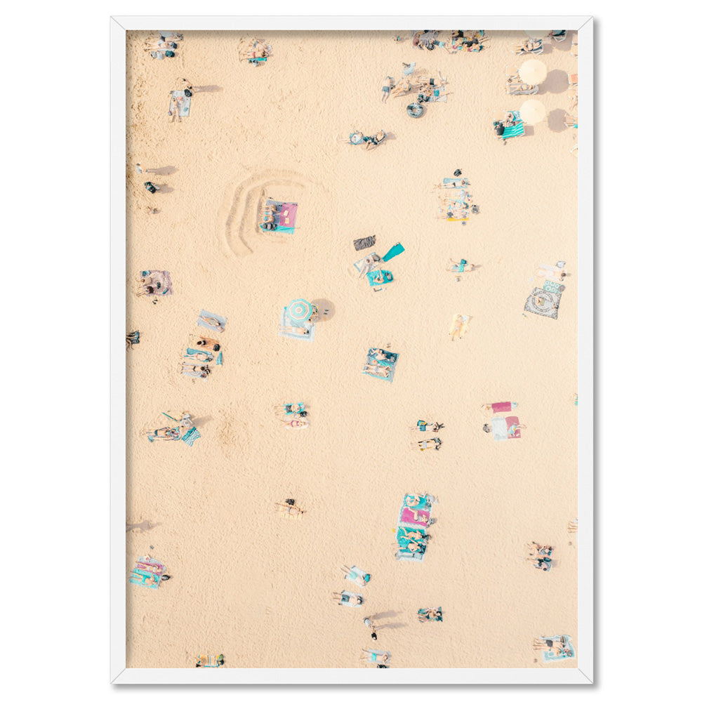 Sunbathers Beach Poster. Drone View Summer Coastal Art – Print and Proper®