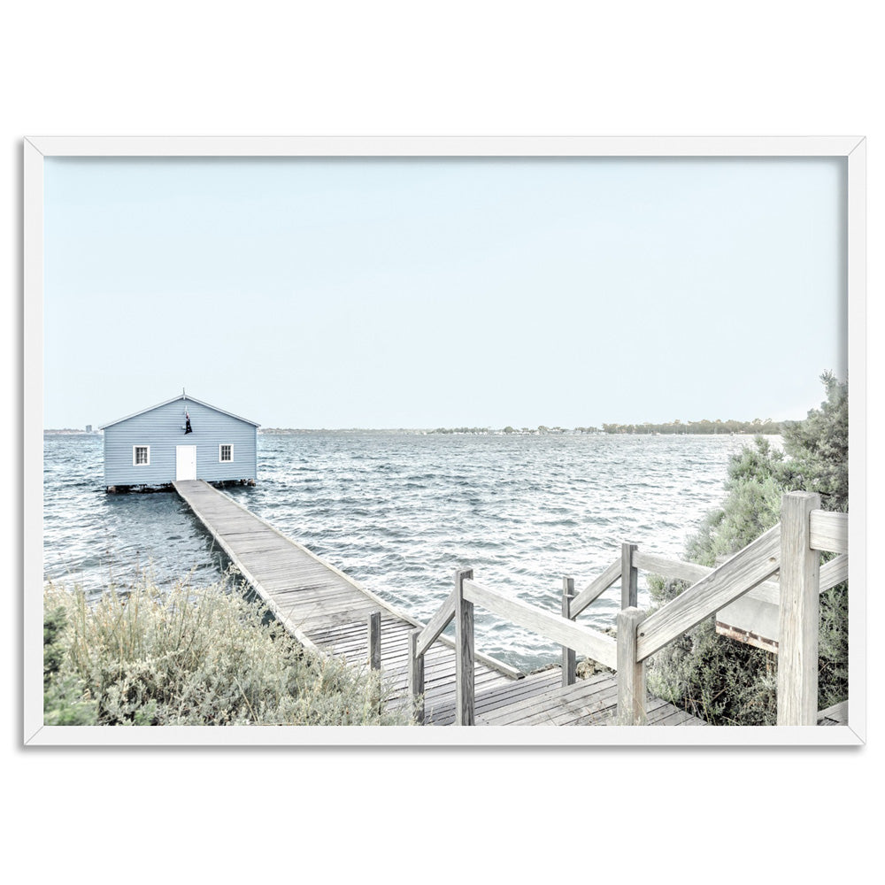 Blue Boat House View Poster. Crawley Edge Perth Print – Print and Proper®