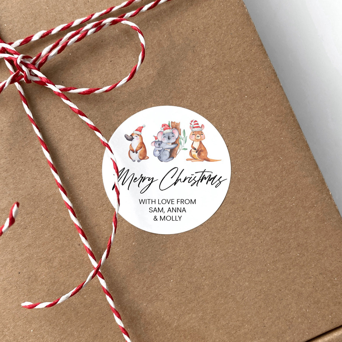 Round Christmas Gift Sticker Labels for Kids or Family, Australian ...