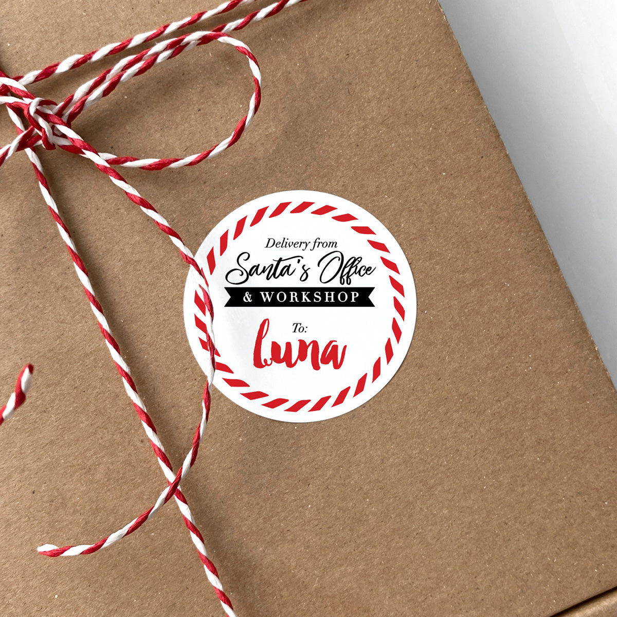 Round Christmas Gift Sticker Labels for Kids or Family, Customised with ...