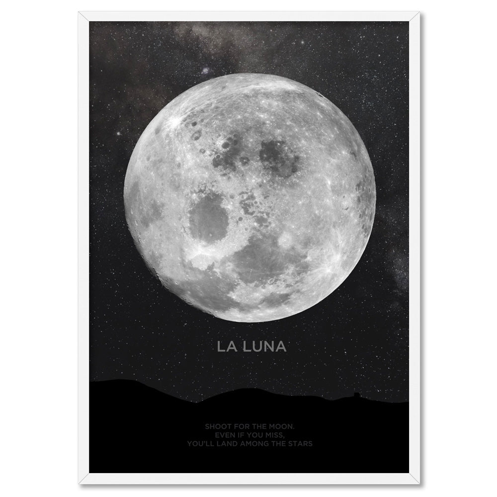 Moon Print Poster, Lunar Full Moon Art. Ready to Hang Frame or Poster ...