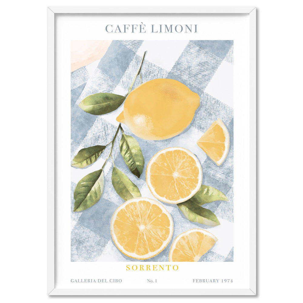Lemons Print, Watercolour Art. Lemons on Check Tablecloth – Print and ...
