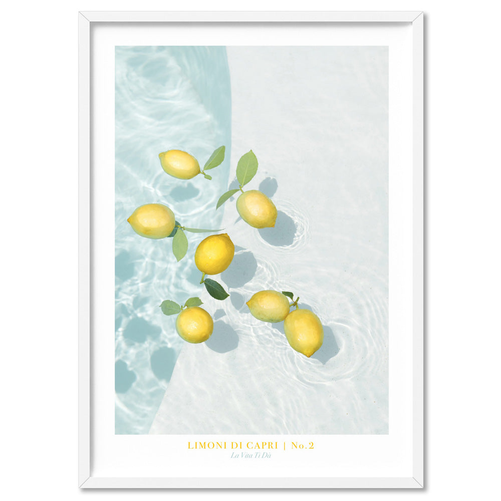 Lemons in the Pool Poster. Capri Blue and Yellow Wall Art – Print and ...