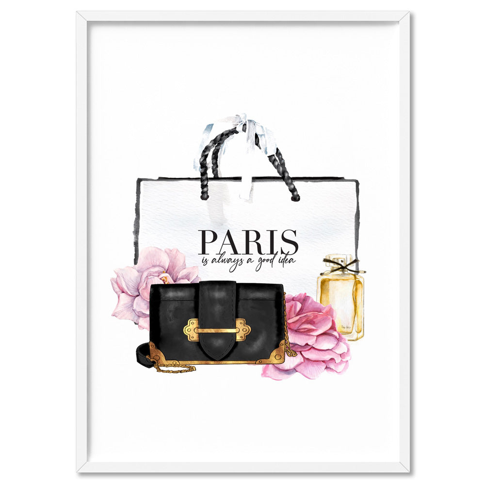 Shopping Bag Paris Wall Art II. Watercolour Pretty Poster – Print and ...