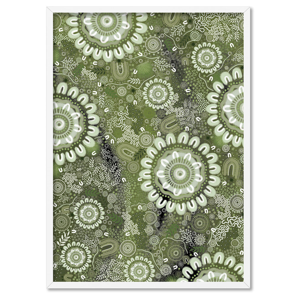Australian IndigenousPrint Sage Green, Aboriginal Dot Art – Print and ...