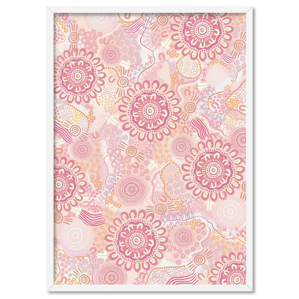 Indigenous Art Australia. Pastel Pink Aboriginal Dot Poster – Print and ...