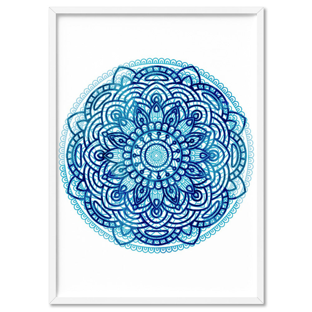 Mandala Wall Art Blue. Watercolour Style Boho Print Wall Art – Print ...