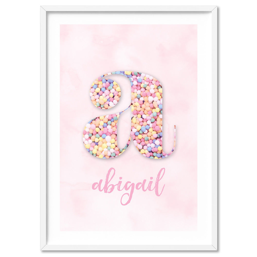 Custom Kids Letter & Name Art Print. Pink Sprinkles Design – Print and ...