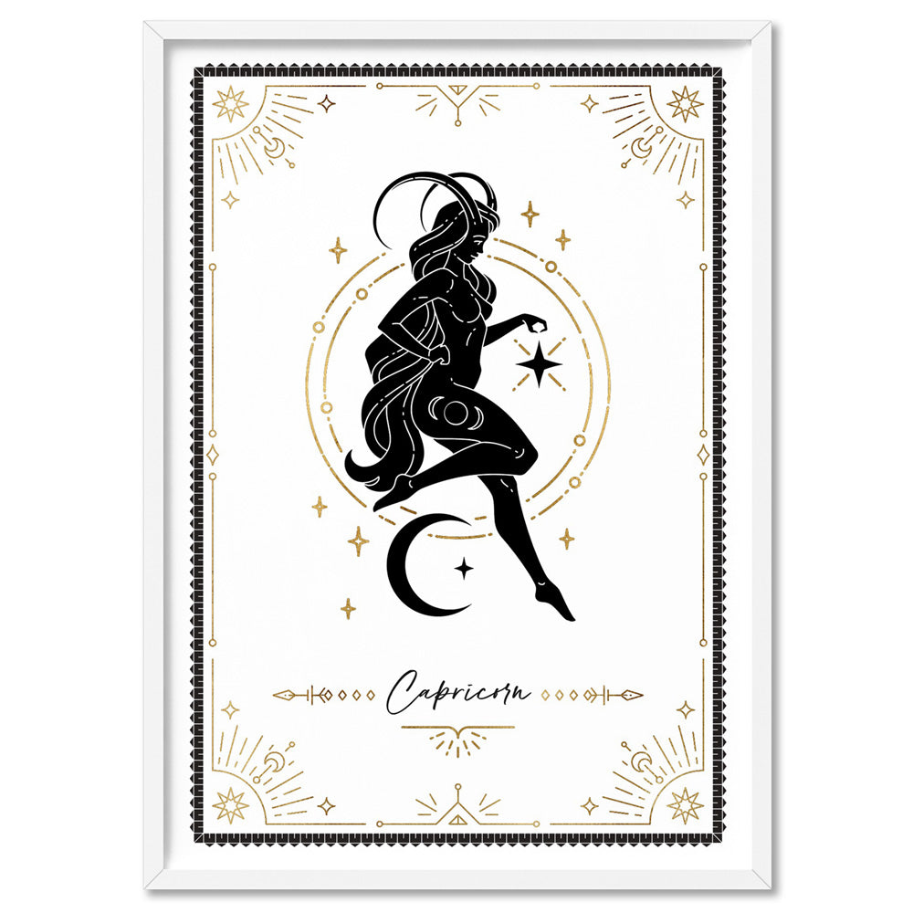Capricorn Zodiac Star Sign Poster. Horoscope in Faux Gold – Print and ...