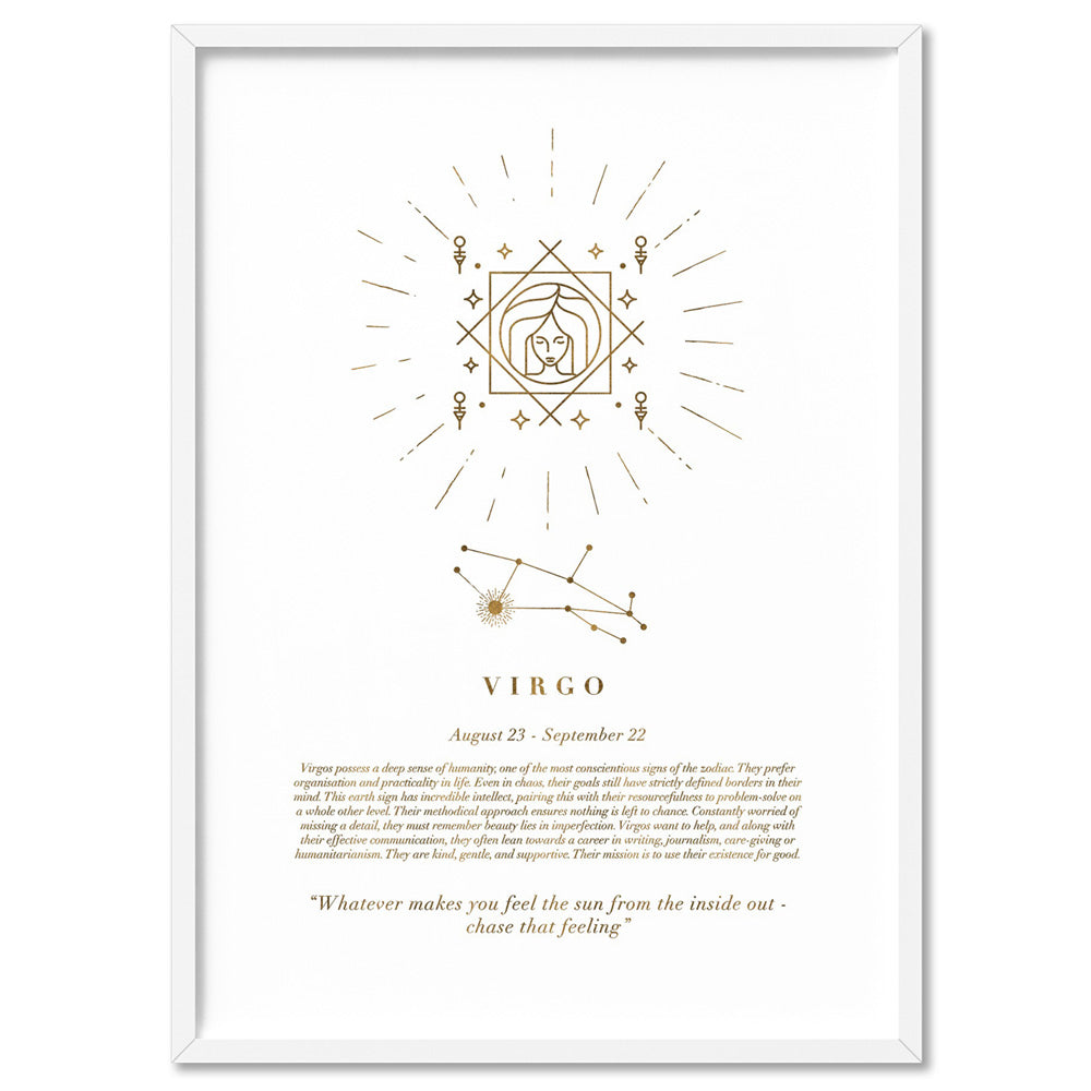 Virgo Scandi Star Sign Poster. Boho Astrology in Gold Art – Print and ...